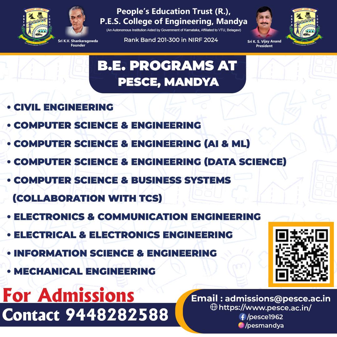 Admissions | PES College of Engineering Mandya | Top Engineering ...